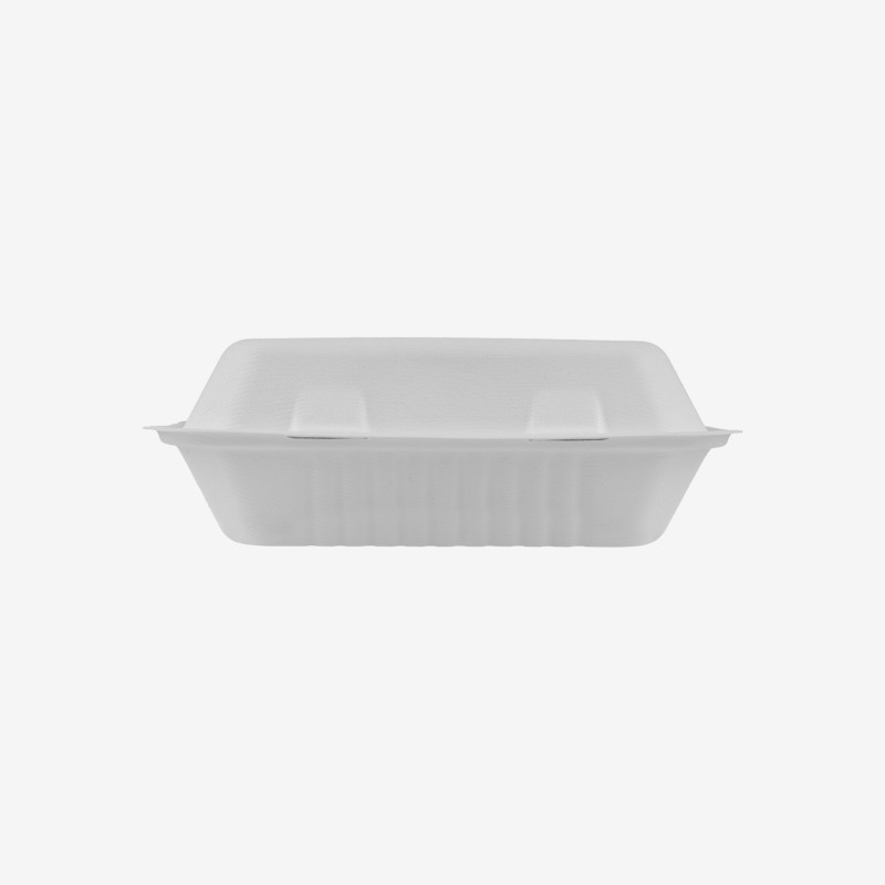 White sugarcane clamshell containers