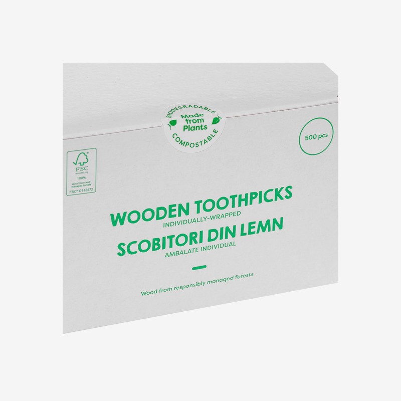 Scobitori lemn ambalate individual 500 buc | Biodeck