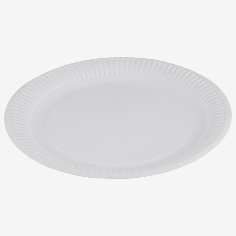 White round cardboard plates
