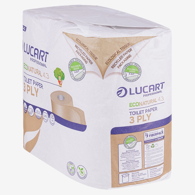 Toilet paper Econat 3 ply 4 rolls Lucart