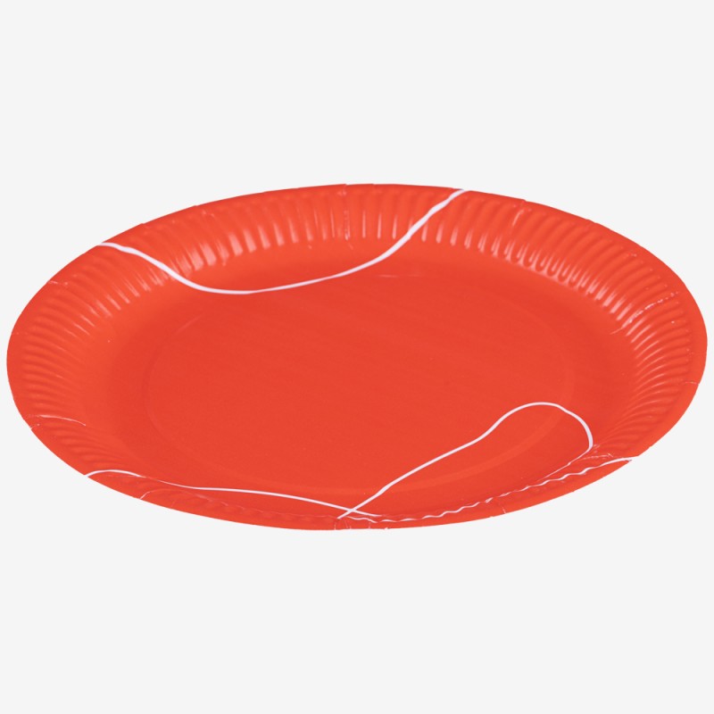 Farfurii carton rotunde rosii 22 cm 12 buc | Biodeck