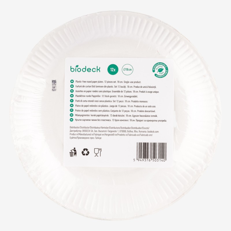 Farfurii carton rotunde artwork 18 cm 12 buc | Biodeck