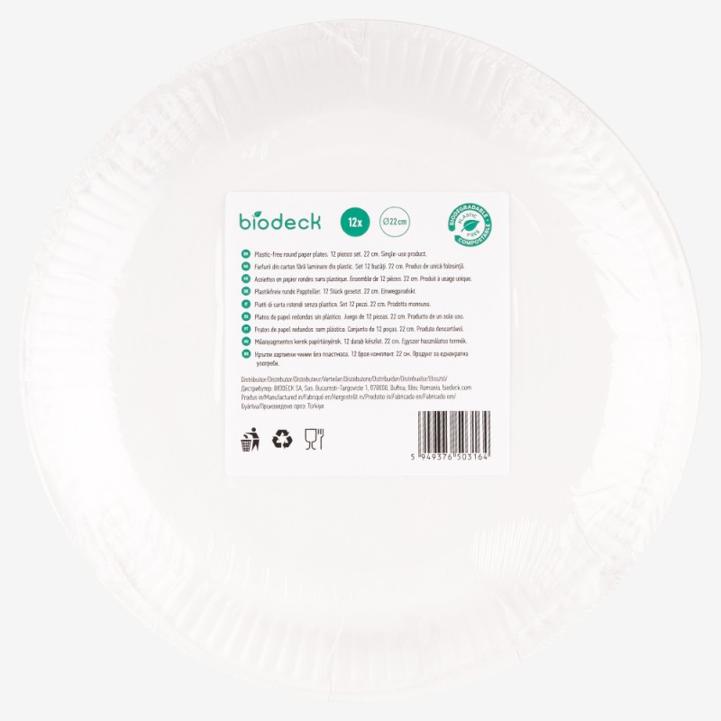 Farfurii carton rotunde artwork 22 cm 12 buc | Biodeck
