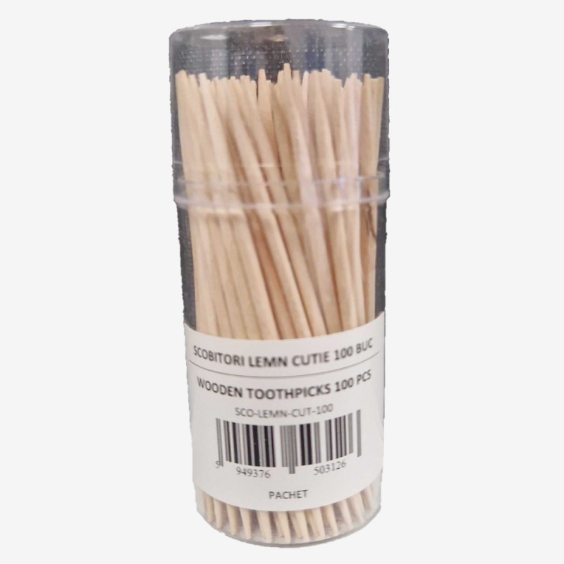 Wooden toothpicks in a box of 100 pcs