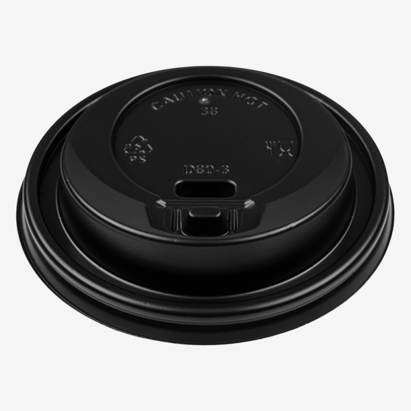 Black PS Tab lids Ø80 mm for 180ml/240ml/270ml cups 100 pcs