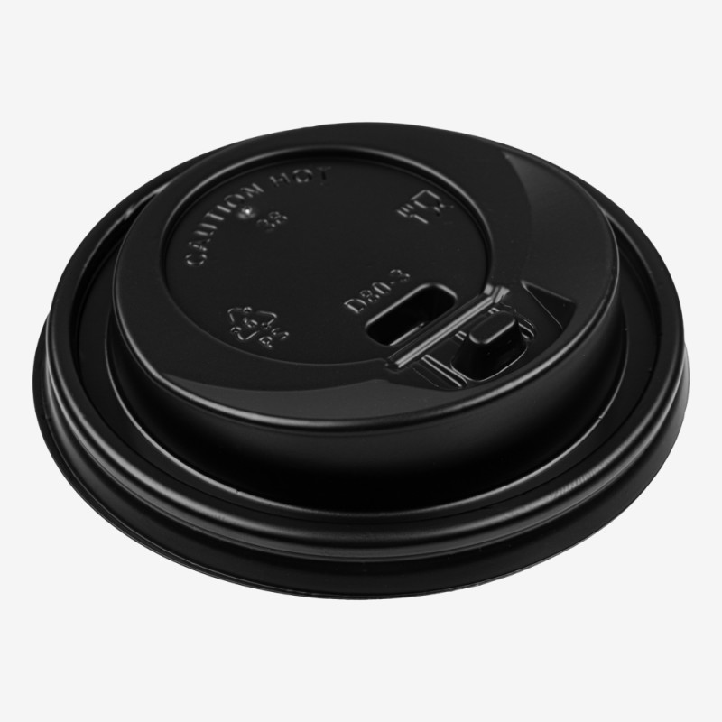 Black PS Tab lids Ø80 mm for 180ml/240ml/270ml cups 100 pcs