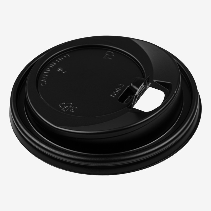 Black PS Tab lids Ø90 mm for 300ml/360ml/480ml cups 100 pcs